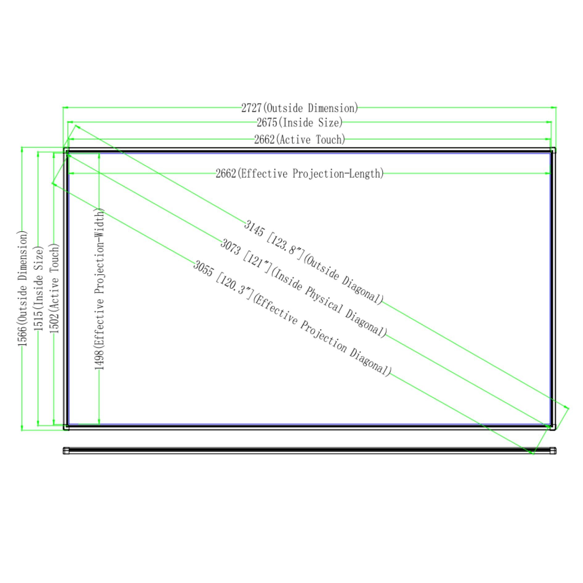 120 Inch Interactive Whiteboard Aluminum Alloy Frame Black Color