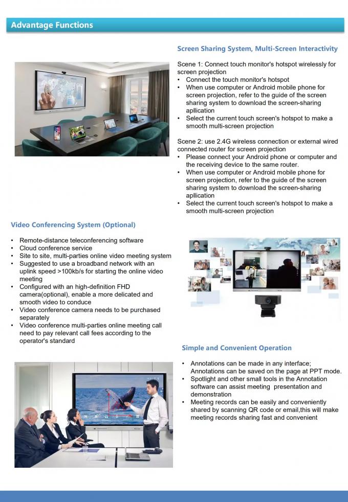 Interactive flat panel 55/65/75/86/98 Inch 4K UHD Flat Panel Smart ...