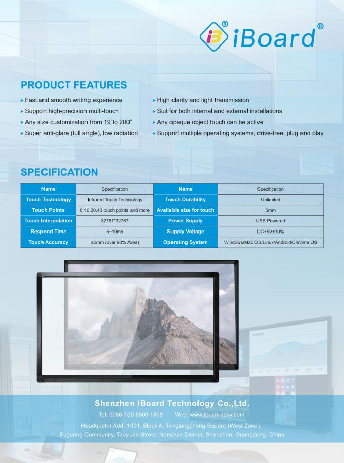 55 inch Infrared Touch Frame Overlay kit USB Interface For Video Wall ...